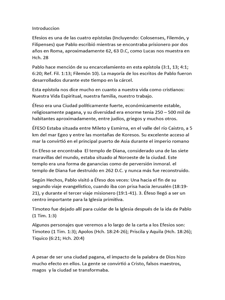Efesios Introduccion | PDF | Historia