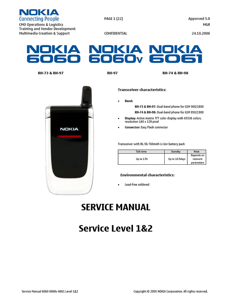 Nokia 6060 - RH-73 - RH-97 - 6061 - RH-74 - RH-98 | Download Free PDF ...