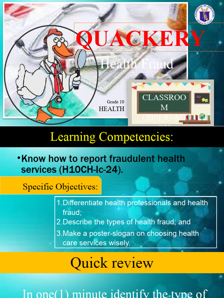 Q1 COT Health10 Quackery PPT by Teacher Eugene | PDF | Clinical Medicine | Health Sciences