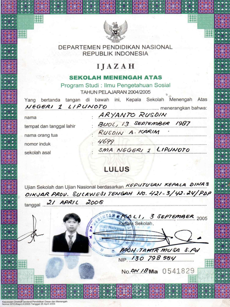 Ijazah SMA | PDF