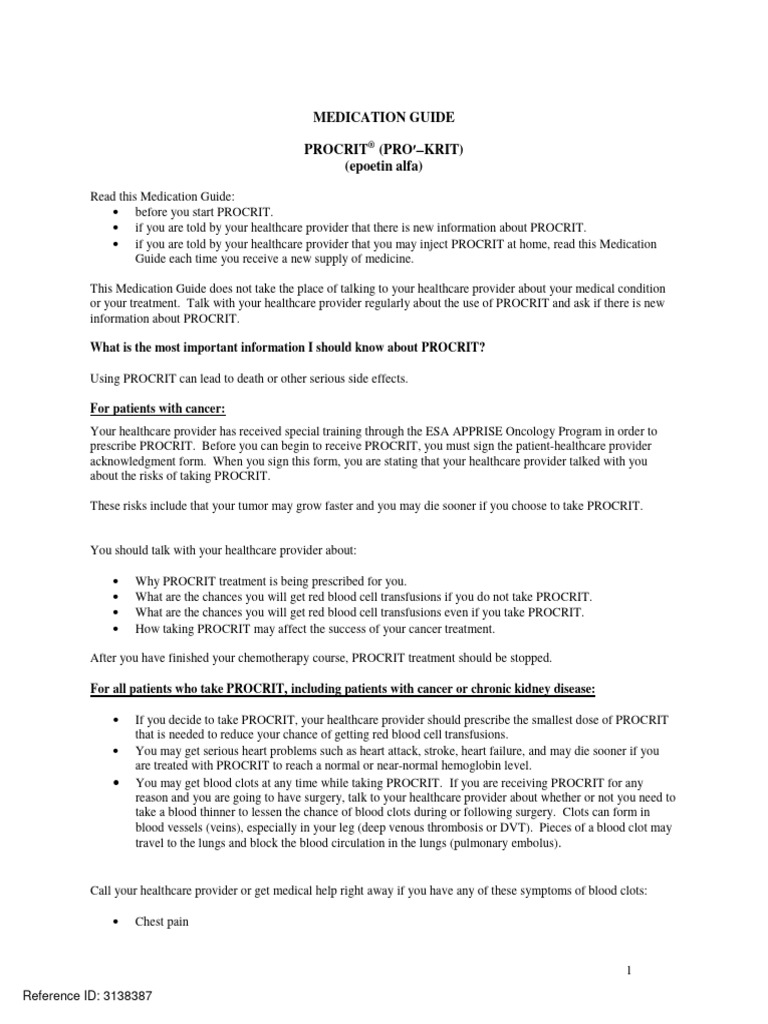 Procrit Medication Guide | Download Free PDF | Anemia | Vein