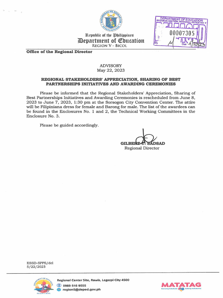 Advisory - Regional Stakeholders' Appreciation, Sharing of Best ...