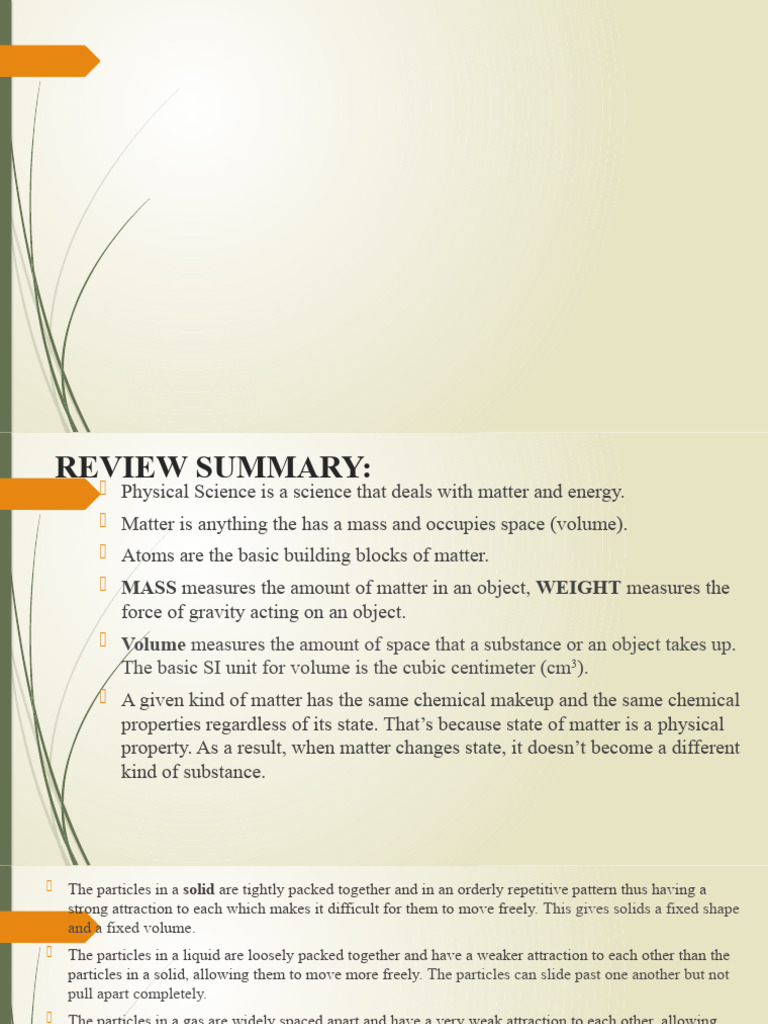 Review Summary - Matter | PDF