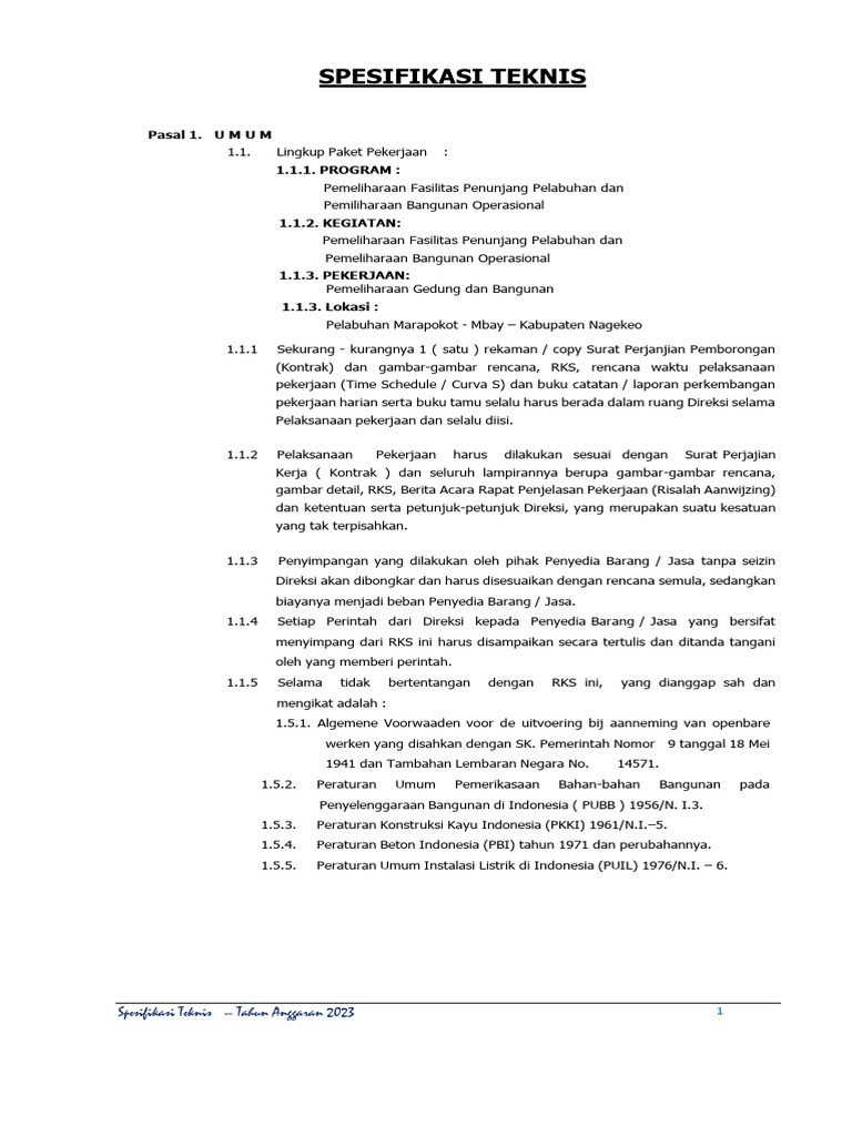 Spesifikasi Teknis 2023 | PDF