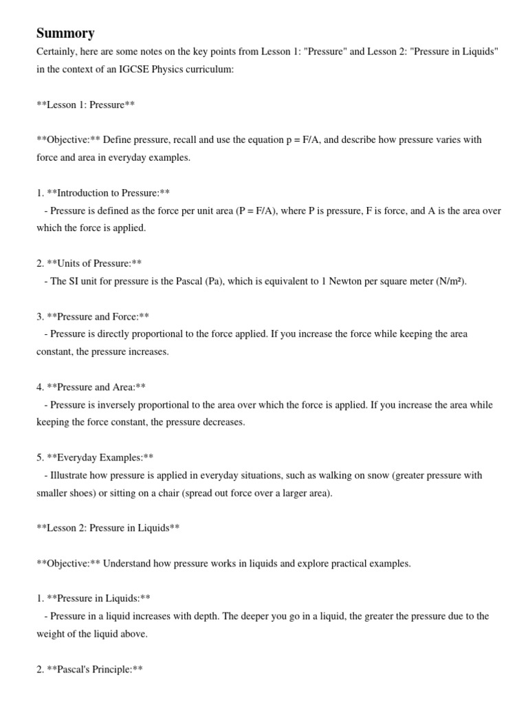 summory-pressure-pdf-pressure-buoyancy