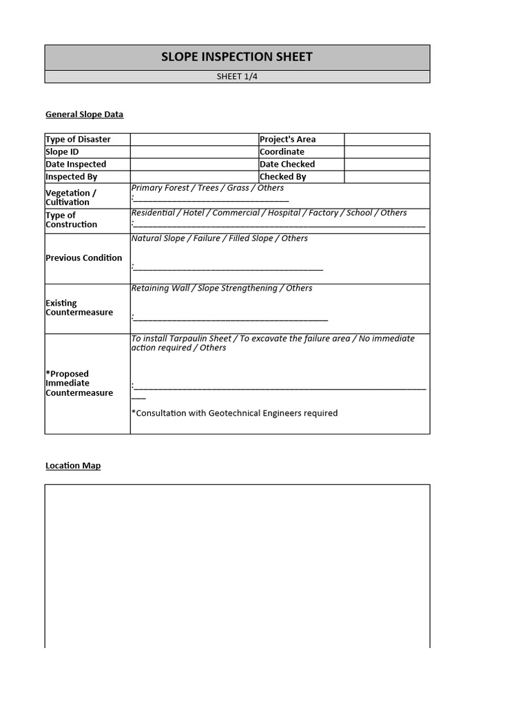 Slope Inspection Sheet | PDF | Erosion | Geomorphology