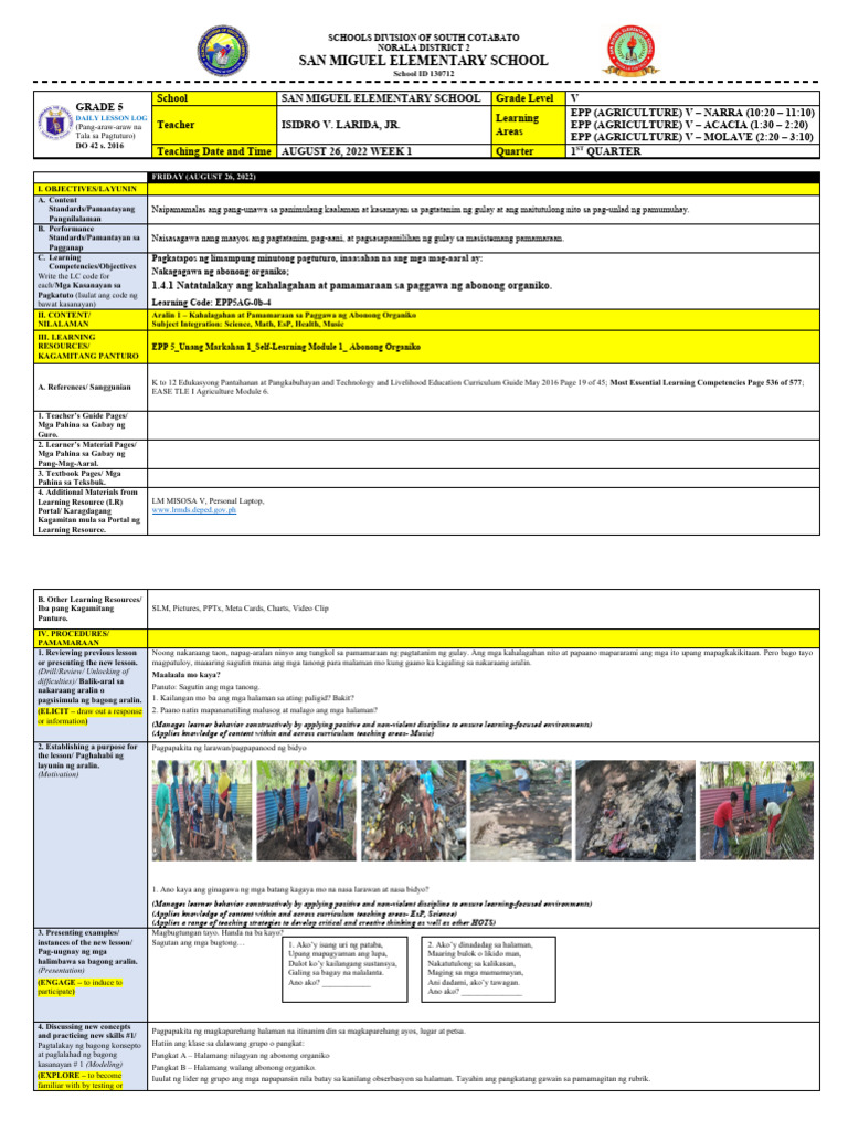 EPP V SY 2022 2023 Abonong Organiko | PDF