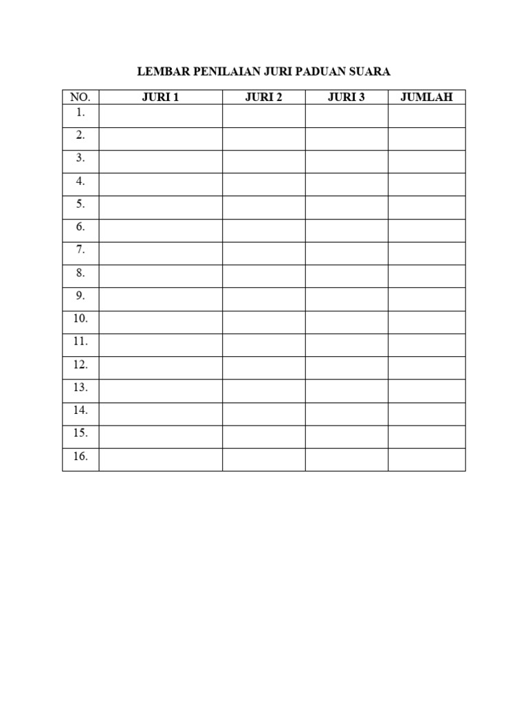 Lembar Penilaian Juri Senam Pgri | PDF