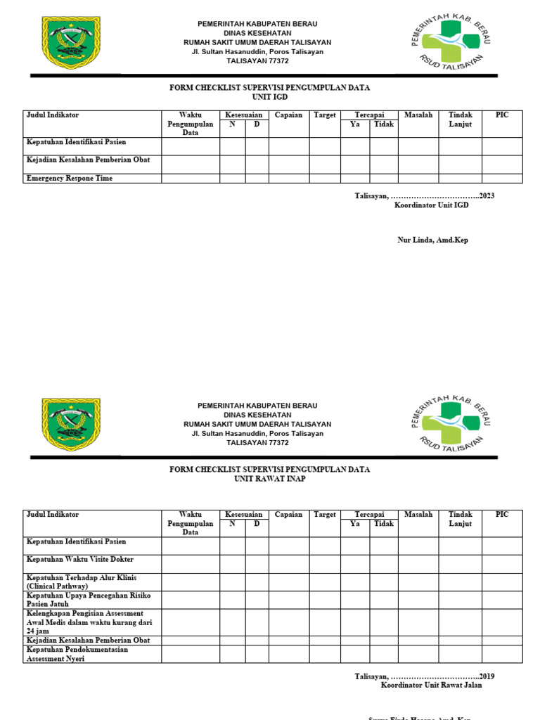 Form Supervisi | PDF