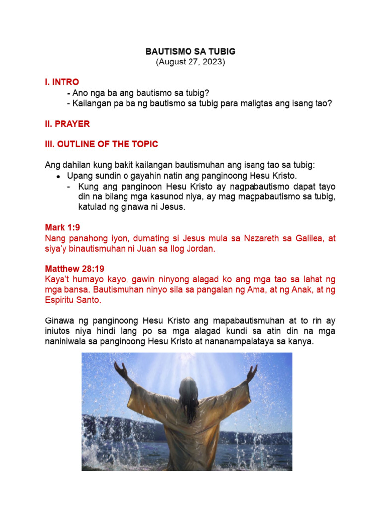 Bautismo Sa Tubig | PDF