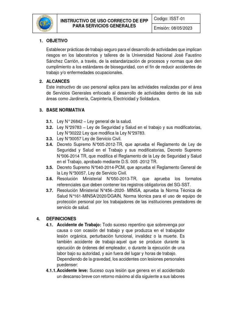 Instructivo de Uso Correcto de Epp para Servicios Generales | PDF | Soldadura | Construcción