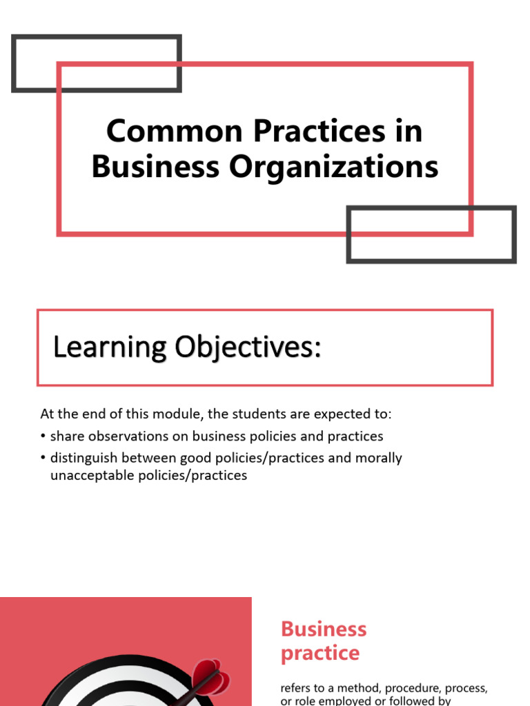 Common Practices in Business Organizations | PDF | Etiquette | Marketing