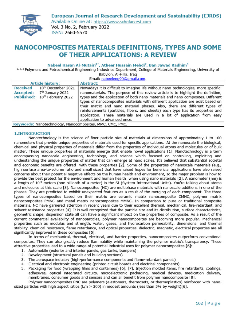 Nanocomposites Materials Definitions Typ 767a08f9 | PDF | Nanocomposite ...