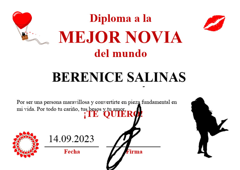 Diploma a la Mejor Novia del Mundo | PDF