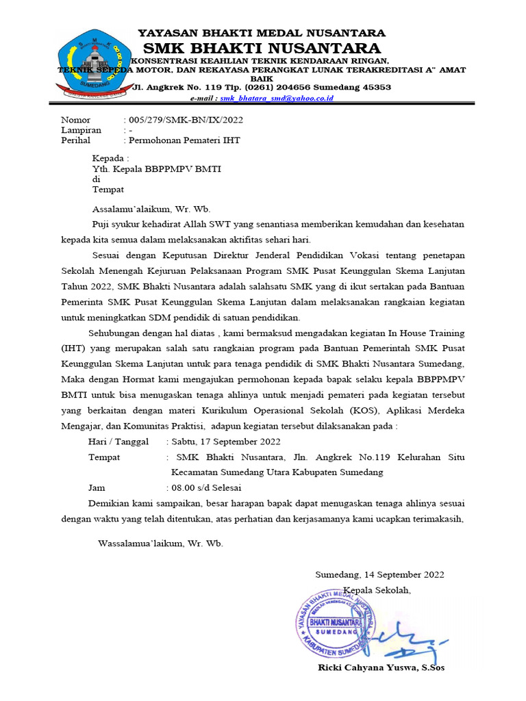 Surat Undangan BMTI | PDF