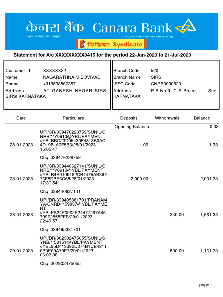 Bank Statement: Jan-Jul 2023 | PDF | Financial Services Companies ...