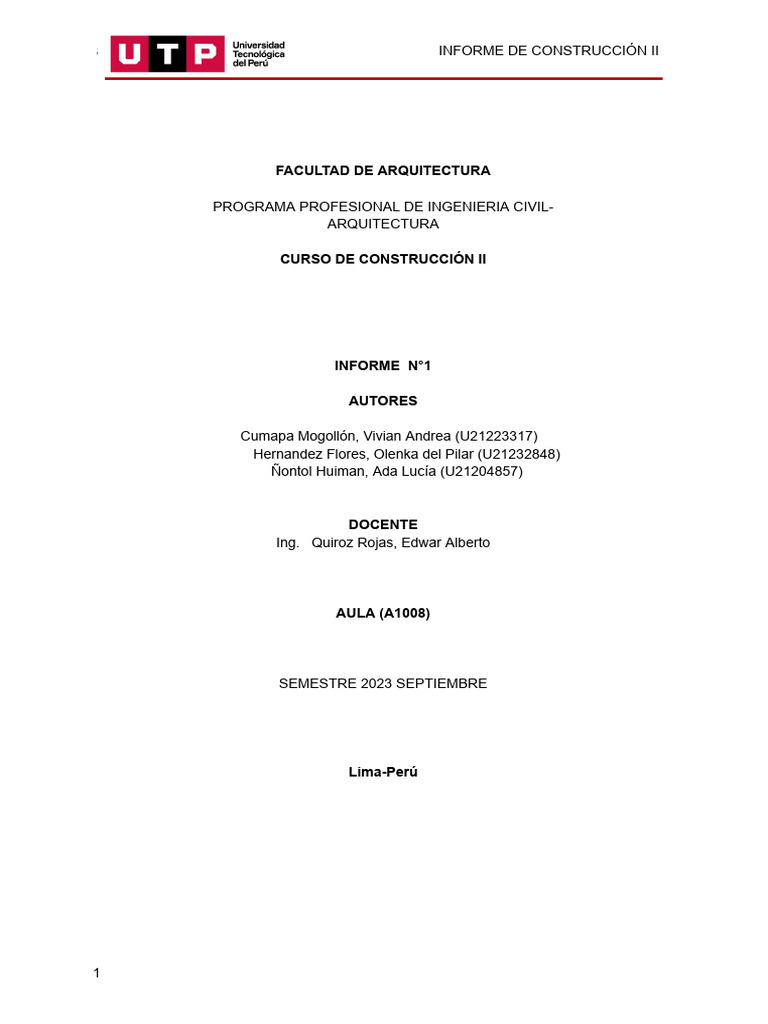 Informe Construcción | PDF | Fundación (Ingeniería) | Hormigón