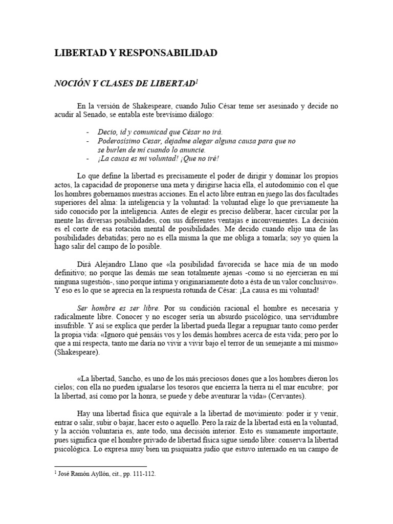 Libertad y Responsabilidad | PDF | Libertad | Verdad
