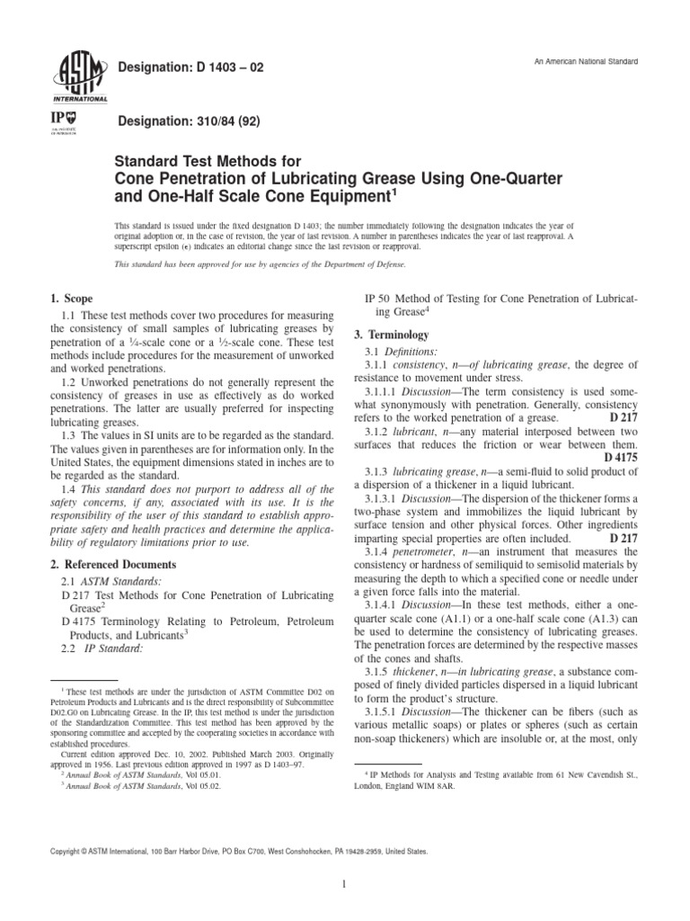 Astm D-1403 | PDF | Lubricant | Accuracy And Precision
