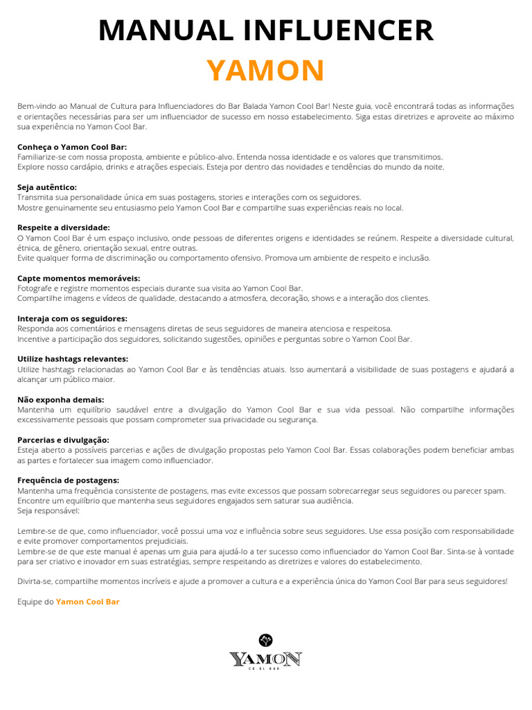 Manual Influencer Yamon | PDF | Corporações | Empresa Startup