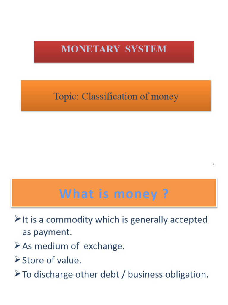Money Classification | PDF | Money | Fiat Money