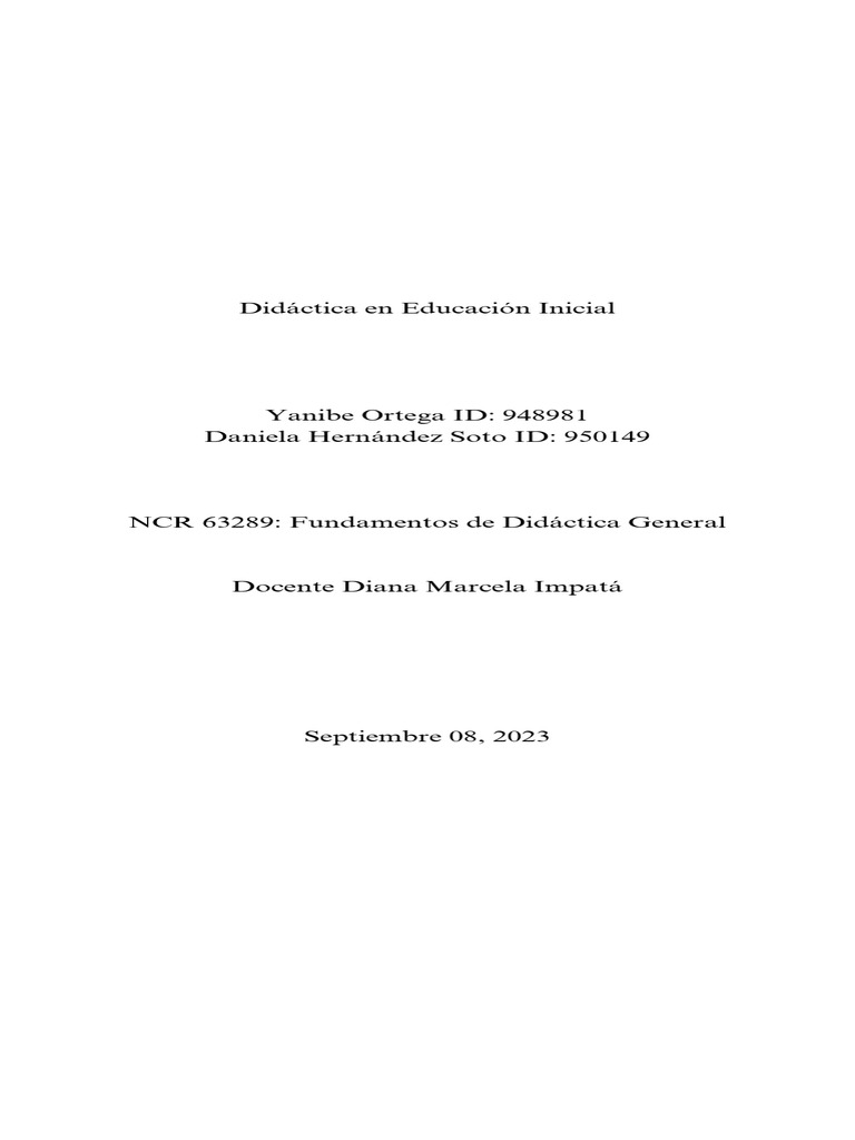 Didactica en Educacion Inicial Tar | PDF | Enseñando | Plan de estudios