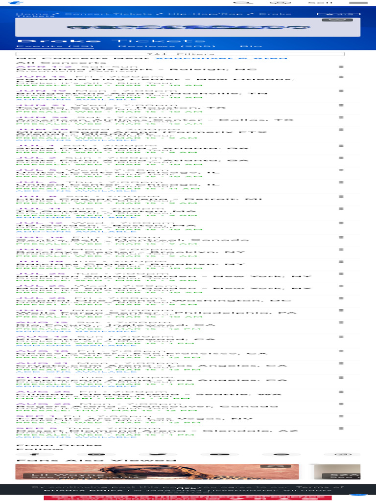 Drake Tickets, 2023 Concert Tour Dates Ticketmaster CA | PDF