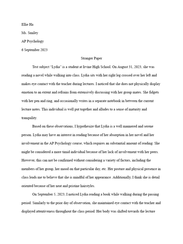 Stranger Paper | PDF | Observation | Bias