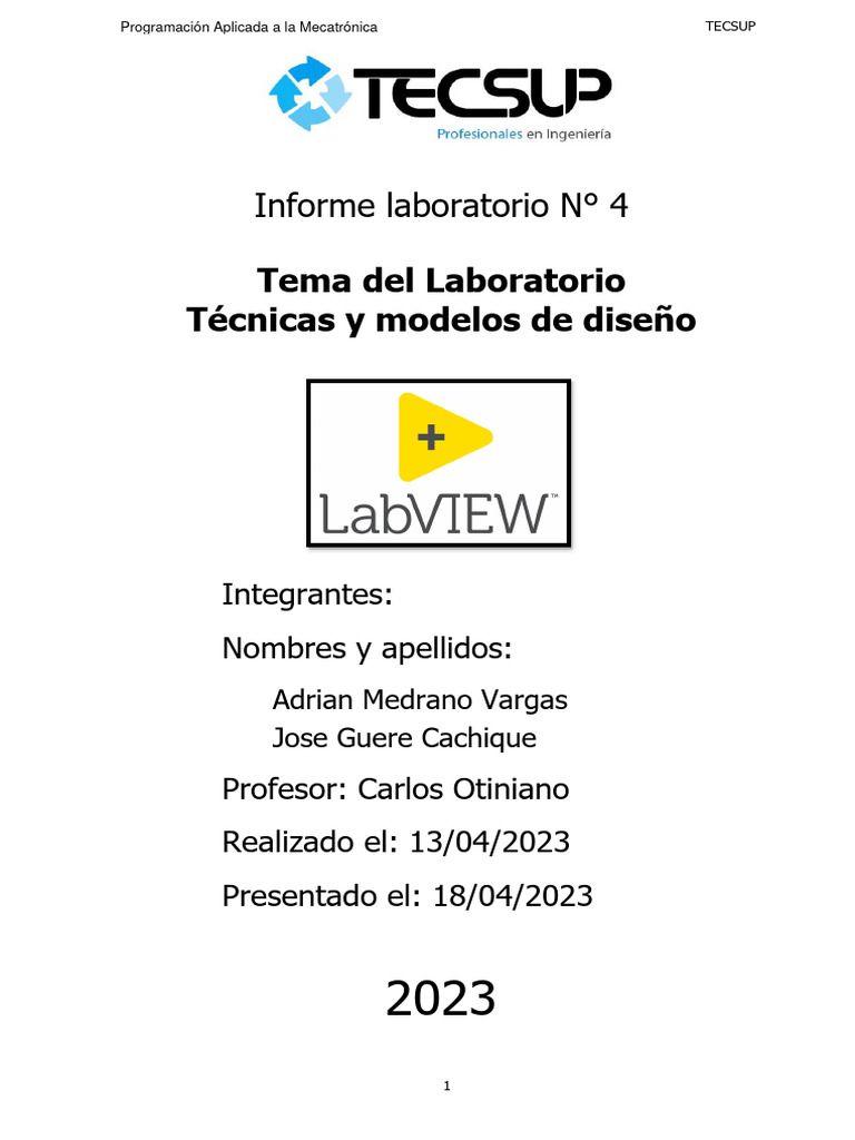 Informe Lab04: Diseño en Programación | PDF | Programación de ...