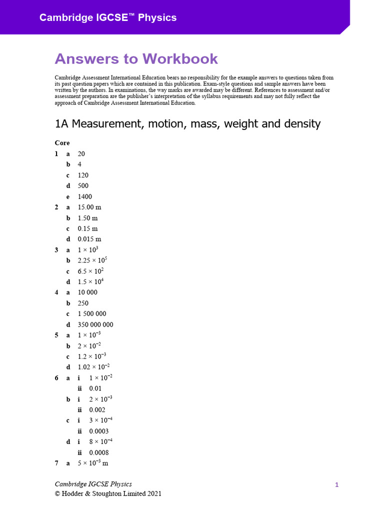 Cambridge IGCSE™ Physics ANSWERS WORKBOOK by Kennett | PDF | Stars | Redshift