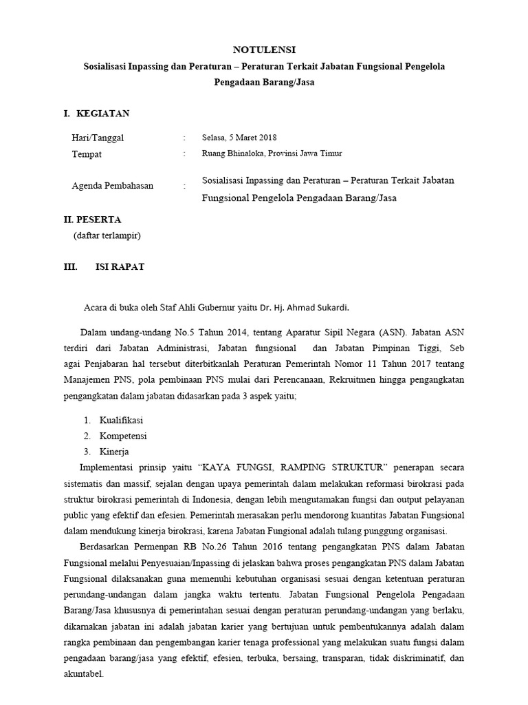 Sosialisasi Inpassing Jabatan Fungsional | PDF