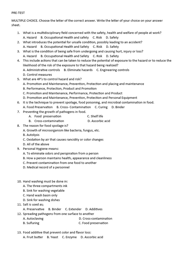 Pre-Test Food Processing | PDF | Fruit Preserves | Curing (Food ...