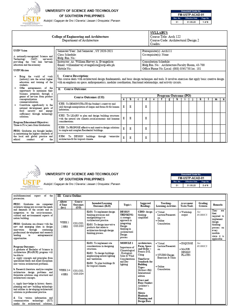 Architectural Design 2 Syllabus | PDF | Design | Architect