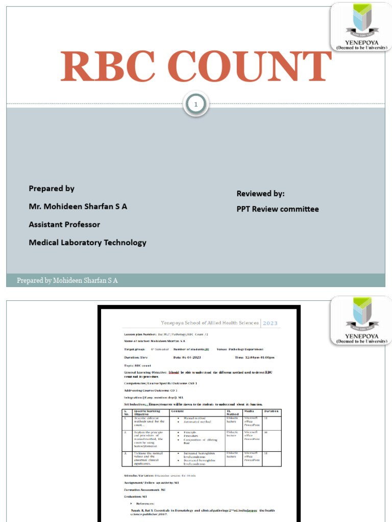 RBC Count | PDF | Red Blood Cell | Tissue (Biology)