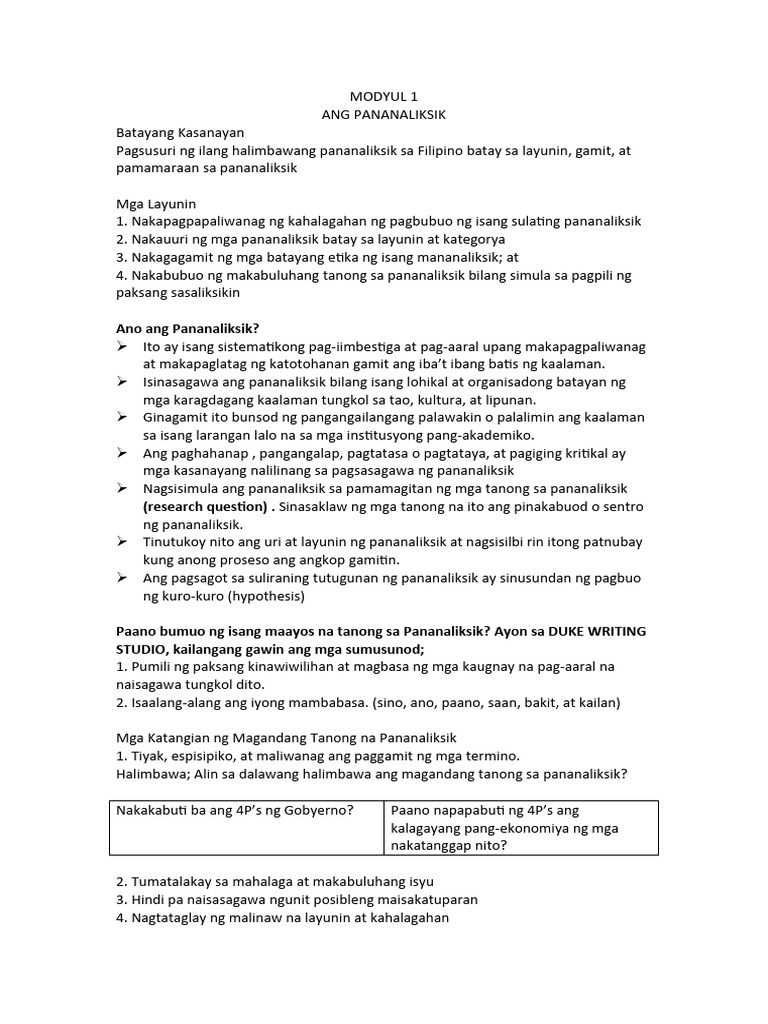 M1 Pananaliksik 1 | PDF