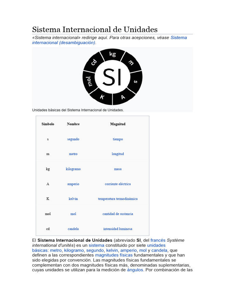 Sistema Internacional de Unidades | Descargar gratis PDF | Sistema Internacional de Unidades ...