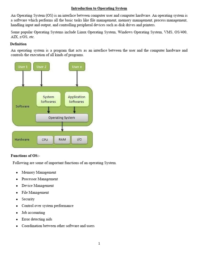 Introduction To Operating System | PDF | Operating System | Process (Computing)