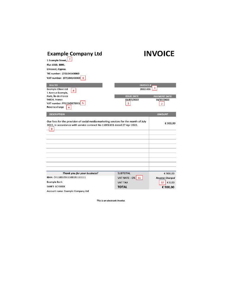 Sample of Accounting Invoice Cyprus | PDF