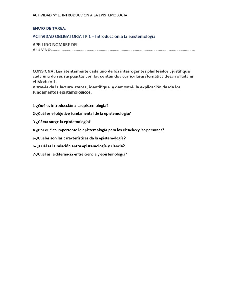 Epistemologia TP 1 Introduccion | PDF