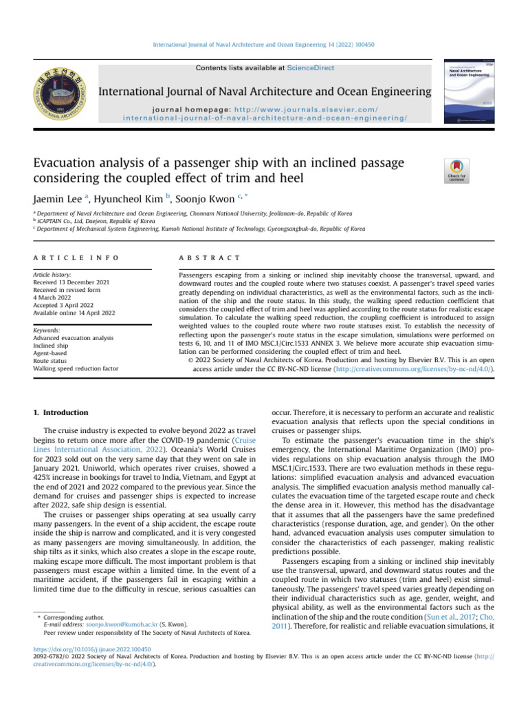 Evacuation Analysis of A Passenger Ship With - 2022 - International ...