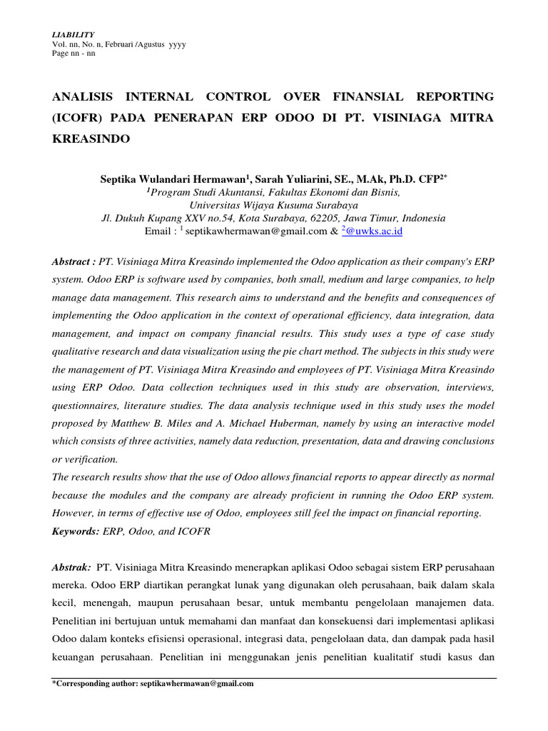 Analisis Internal Control Over Finansial Reporting (Icofr) Pada ...