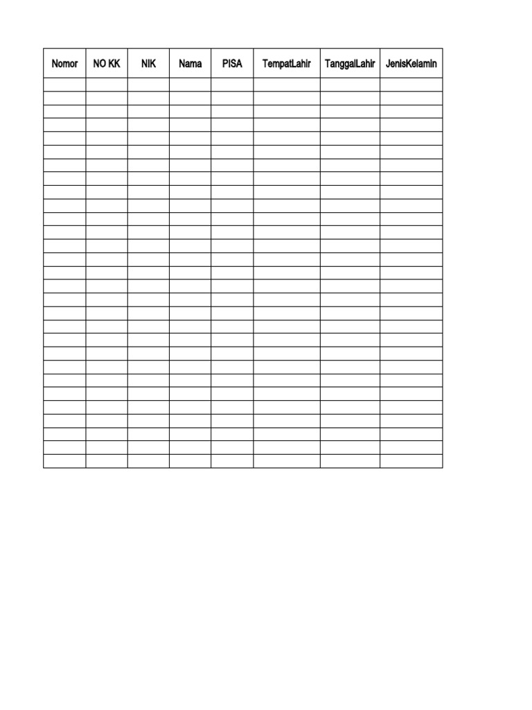 Contoh Tabel Format 34 | PDF