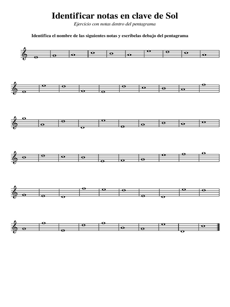Identificar Notas en Clave de Sol | PDF