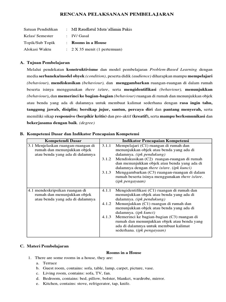 12.1 Yusi - RPP 4A (Dengan Keterampilan Berpikir Tingkat Tinggi) | PDF