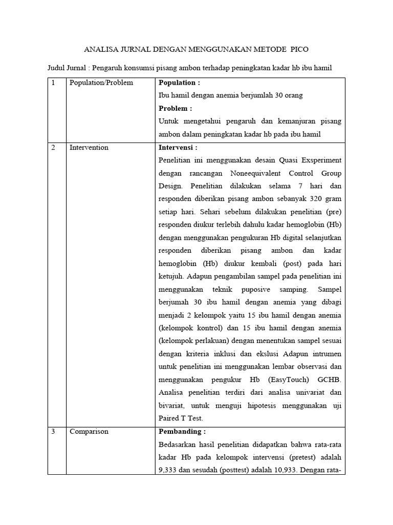 Analisa Jurnal Dengan Menggunakan Metode Pico Mater | PDF
