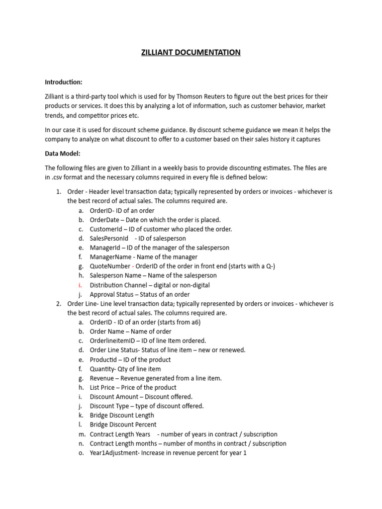 Documentation For Zilliant | PDF | Sales | Comma Separated Values