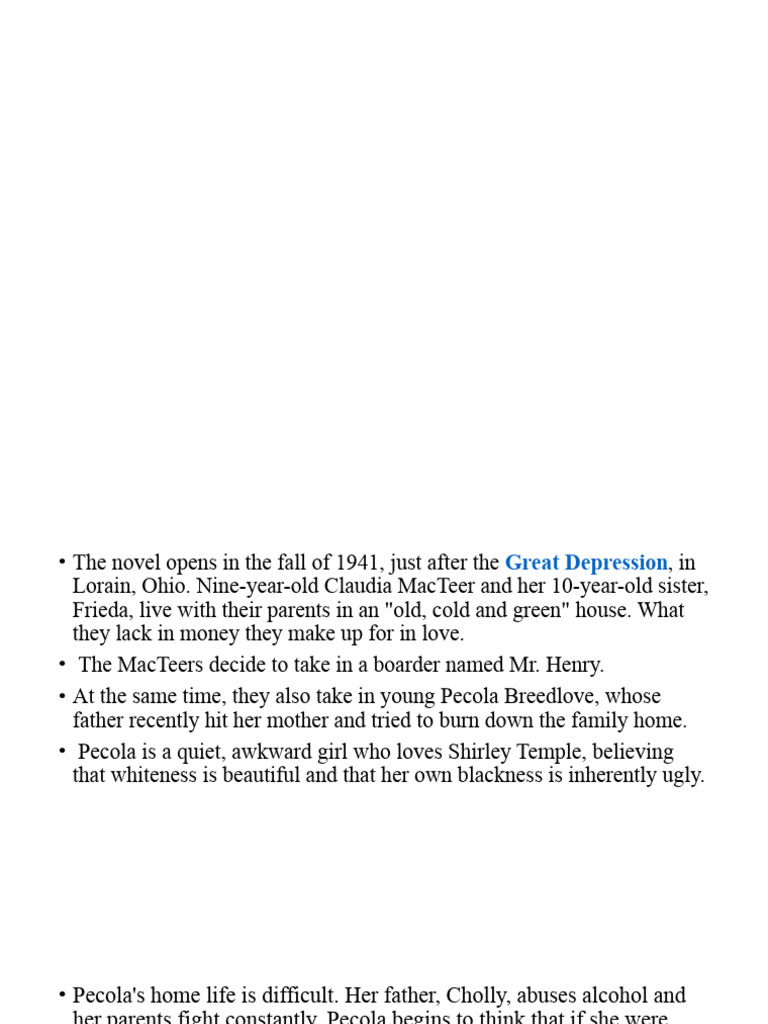Summary of The Bluest Eye | PDF