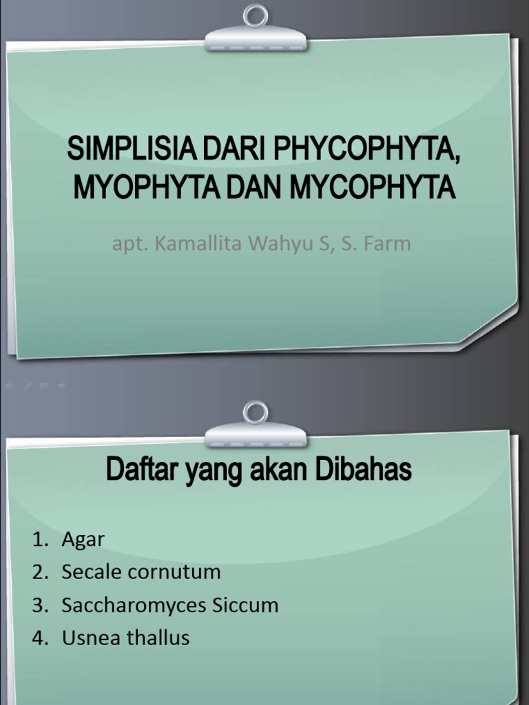 Simplisia Dari Phycophyta, Myophyta Dan Mycophyta | PDF