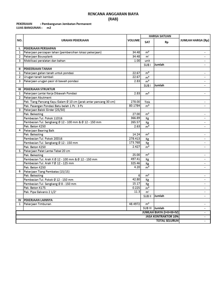 Rab Kosong Jembatan Permanen Pt. Wul | PDF