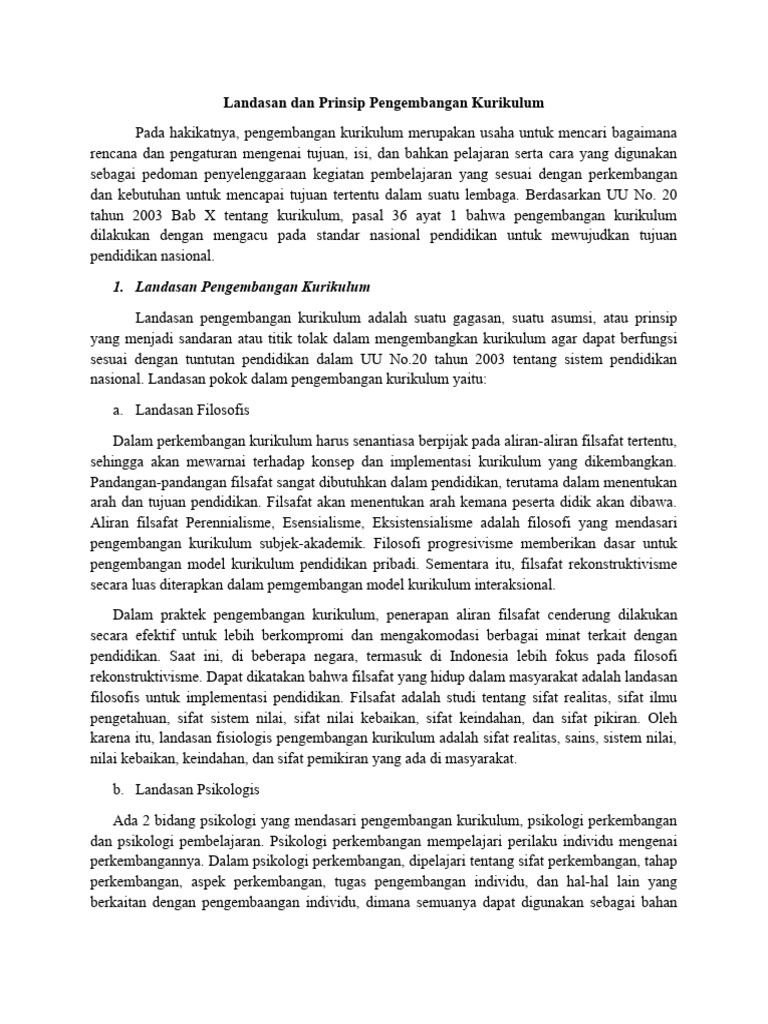 Landasan Dan Prinsip Pengembangan Kurikulum | PDF | Kesehatan Holistik